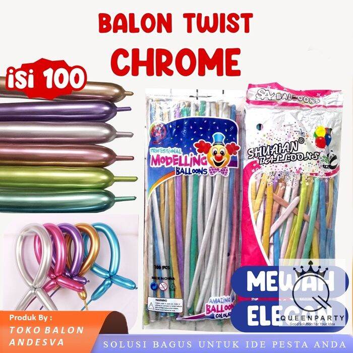 Balon Latex Twist Grosir / balon pentil chrome per pak / balon dekor ...