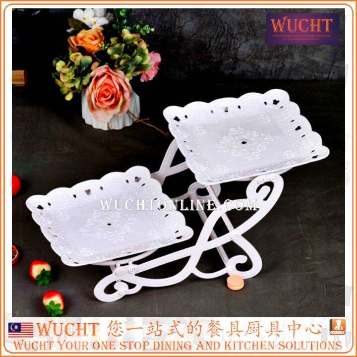 【WUCHT】20cm 2-Tiers SLANTED Cake Display Cupcake Stand Tower Dessert ...