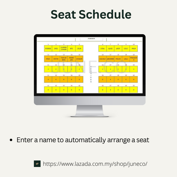 SEAT SCHEDULE EXCEL TEMPLATE TEMPLAT EXCEL JADUAL KEDUA | Lazada