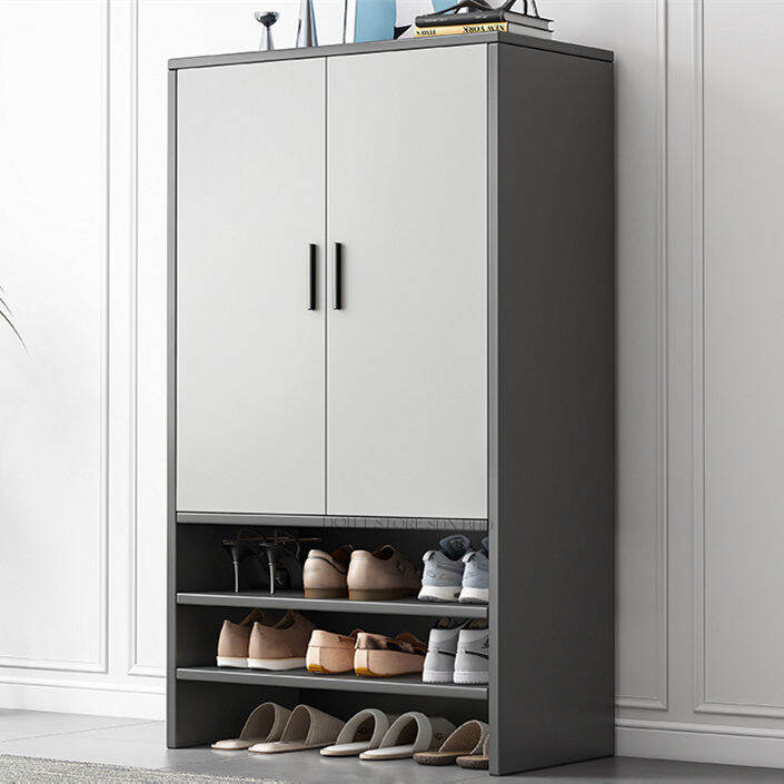 Modern Wood Shoe Cabinet Storage DIY Shoe Rack Shelves Home Office ...