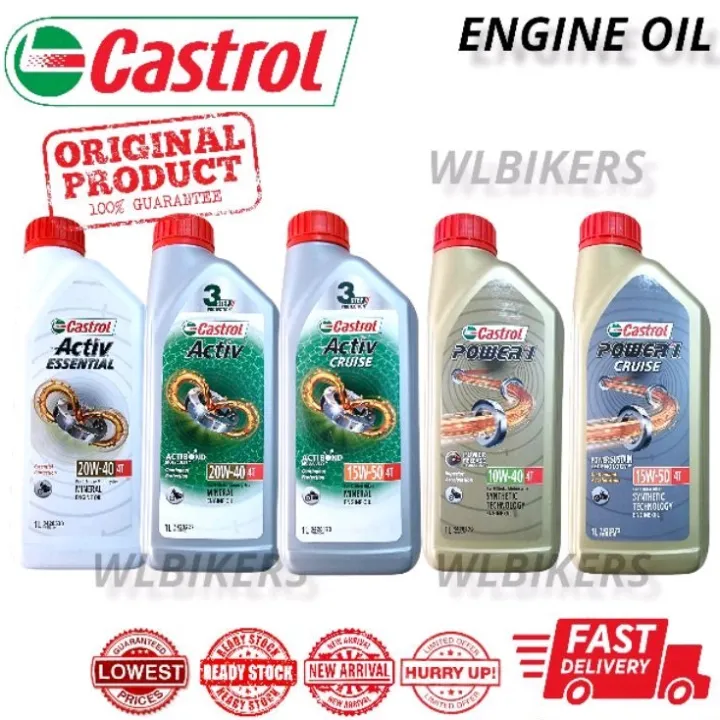 CASTROL 4T LUBRICANT OIL MINYAK HITAM MOTORCYCLES (ACTIV ESSENTIAL ...