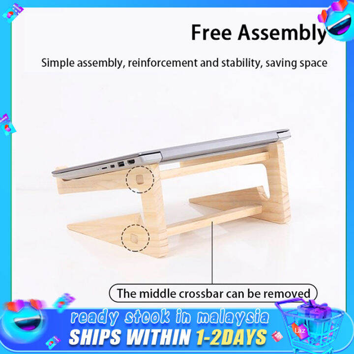 ready stock in malaysia Pine Wood Laptop Rack Support Cooling Riser ...