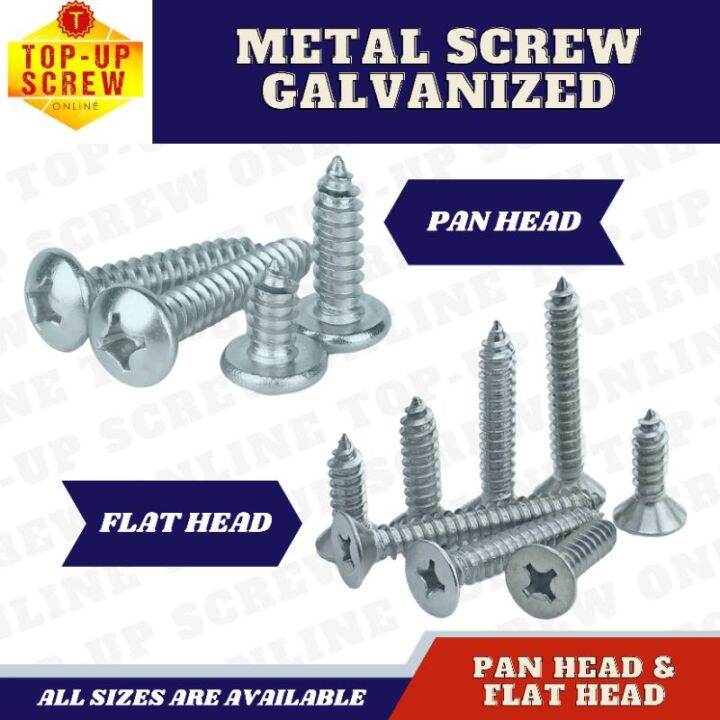 Metal screw Galvanized || Panhead/Flathead || 6mm~7mm || Sold per gross ...