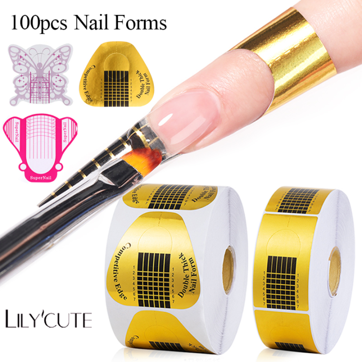 100pcs Nail Art French Nail Form Tips Acrylic UV Nail Tips Extension ...