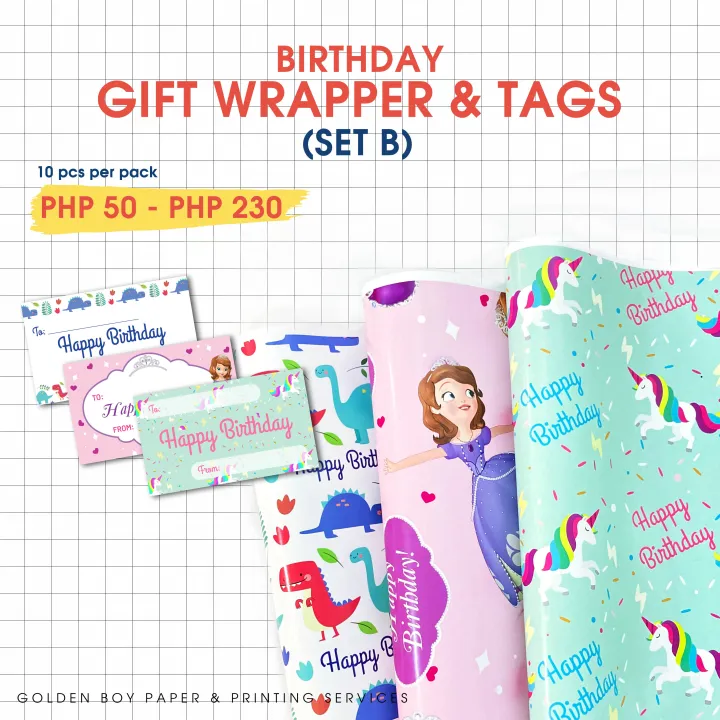 10pcs Birthday Gift Wrapper & Tags (FOR KIDS) - SET B | Lazada PH