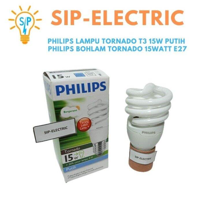 PHILIPS LAMPU TORNADO T3 15W PUTIH / PHILIPS BOHLAM TORNADO 15WATT E27 | Lazada Indonesia