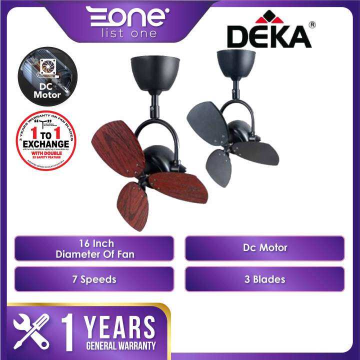 Deka 16 Inch 3 Blades Dc Motor 7 Speeds Black And Wooden Ceiling And ...