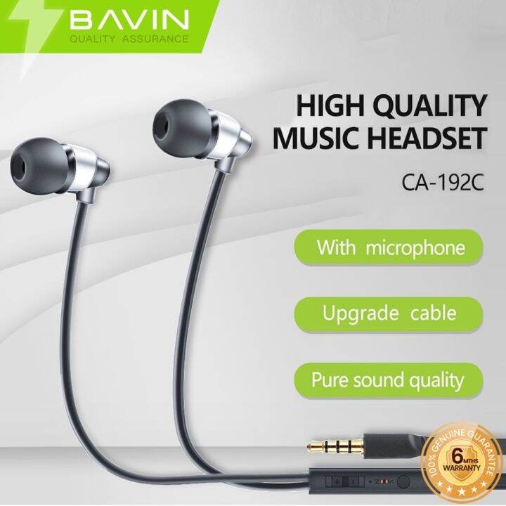 BAVIN CA192C Shock Wired Earphone in-Ear Noise Reduction 3D Bass ...