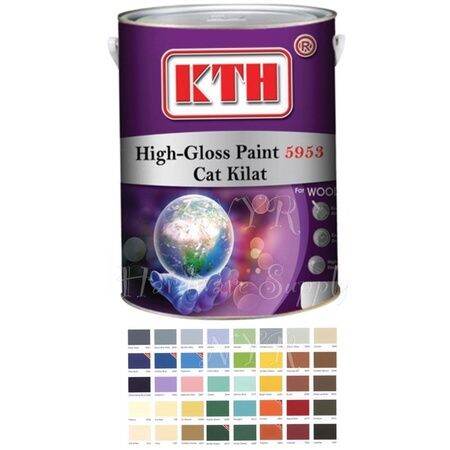 KTH 5L High Gloss Paint / Cat Minyak / For Metal & Wood ( Black White ...