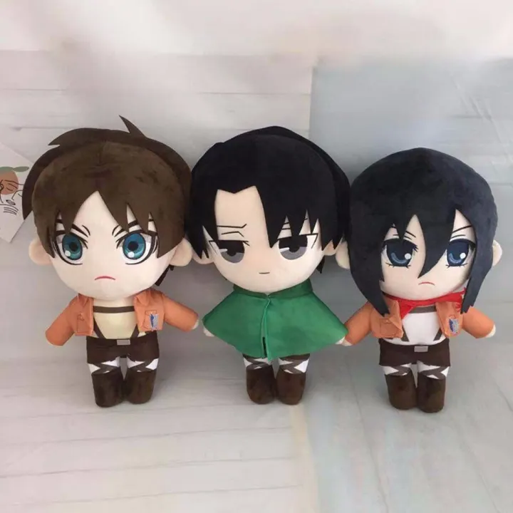 CUBBY Cute 20cm Figure Toys Eren Jaeger Soft Stuffed Anime Dolls Levi ...