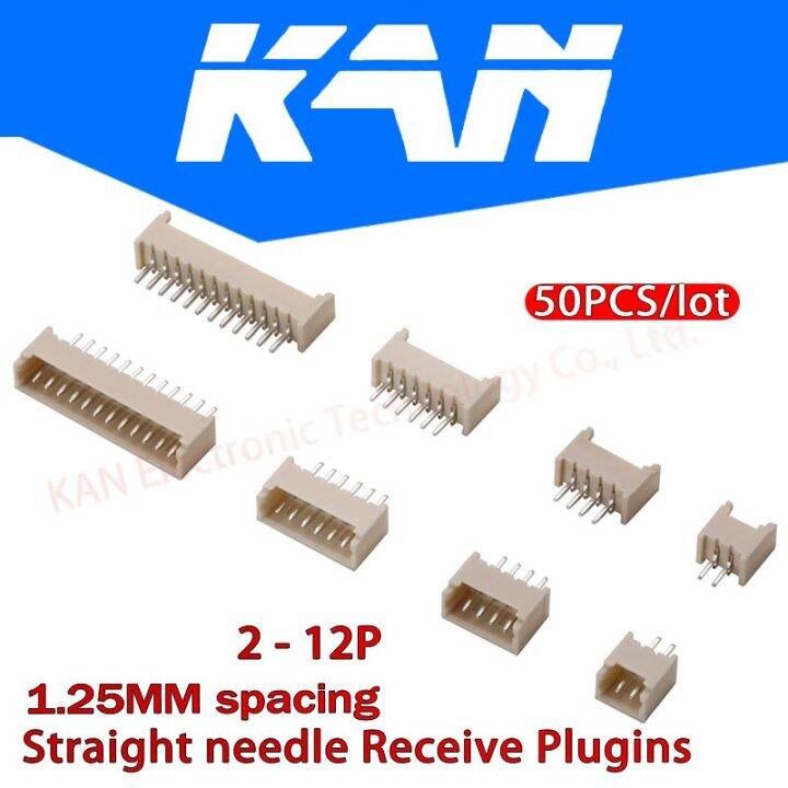 ขั้วต่อ MICRO JST 50pcs 1.25MM PITCH MALE หัวพิน 2P / 3P / 4P / 5P / 6P / 7P / 8P / 9P / 10P ...