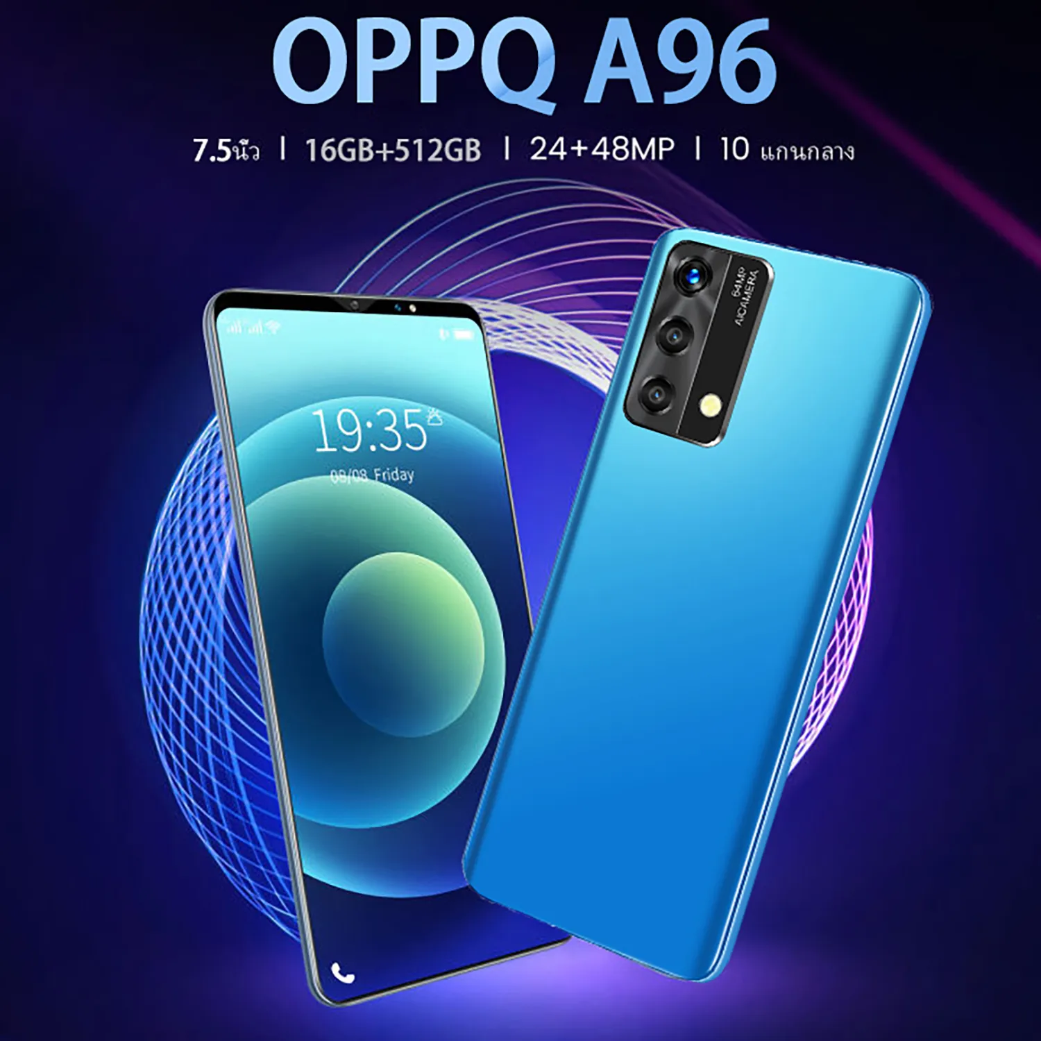 OPPQ Smartphone A96 5G Phantoms, 7.5HD+ Phone, 512GB Phone, Support Banking App, GPS Navigation ...