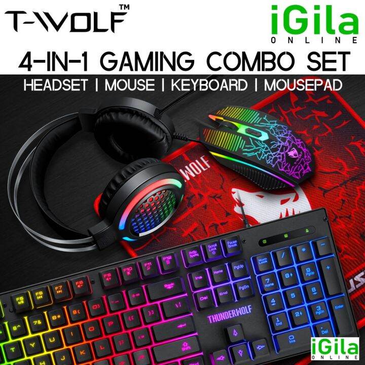 T-WOLF TF400 4-IN1 GAMING COMBO SET (HEADSET, MOUSE, KEYBOARD, GAMING ...