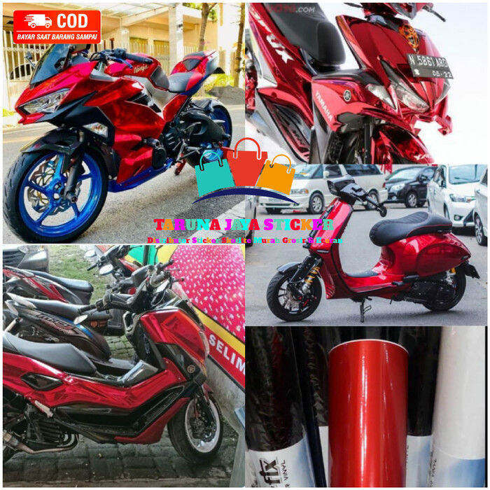 Stiker Skotlet decall Metalic Chrome Merah Merk Infinity Glossy motor ...