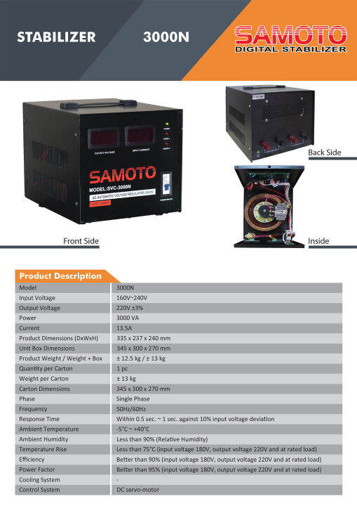 Stabilizer 3000VA Single Phase Digital - SAMOTO 3000N | Lazada Indonesia