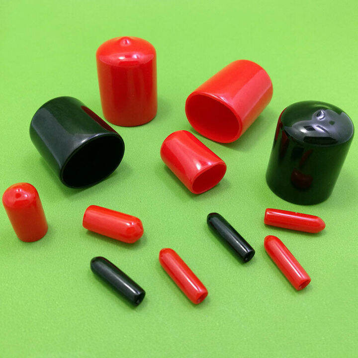 200PCS 13-25mm Black Vinyl Rubber Round End Cap PVC Plastic Cable Wire ...