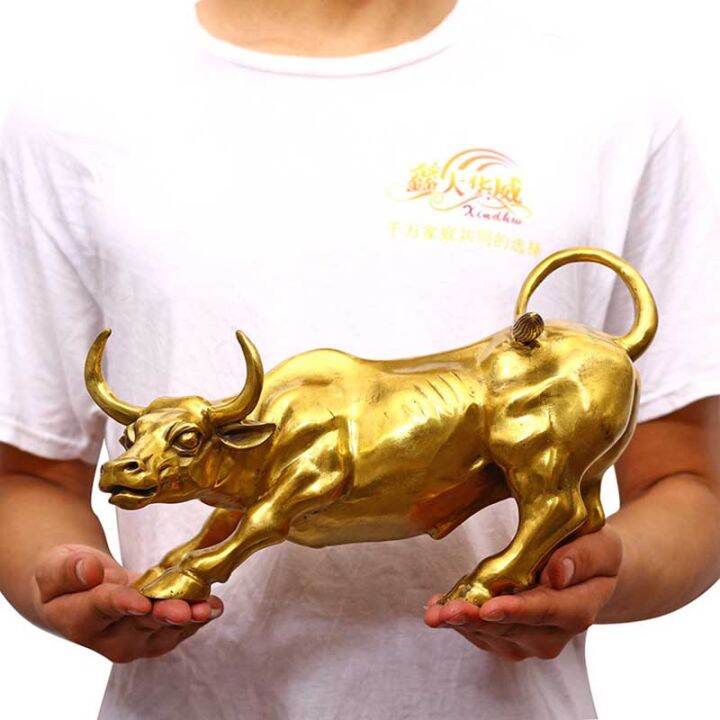 Brass Bull Wall Cattle Sculpture Copper Cow Statue Mascot Ornament ...
