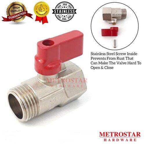 Mini Brass Chrome MF Ball Valve Stopcock With SS304 Screw For Flexible ...