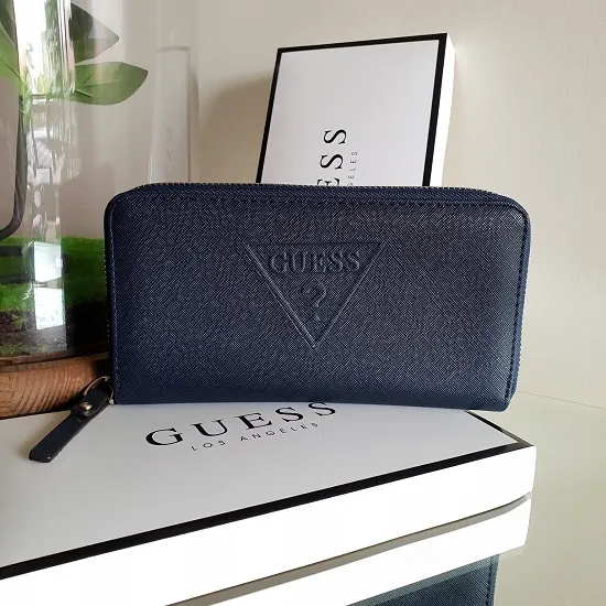 Guess Zip Around Long Wallet - Navy Blue | Lazada PH