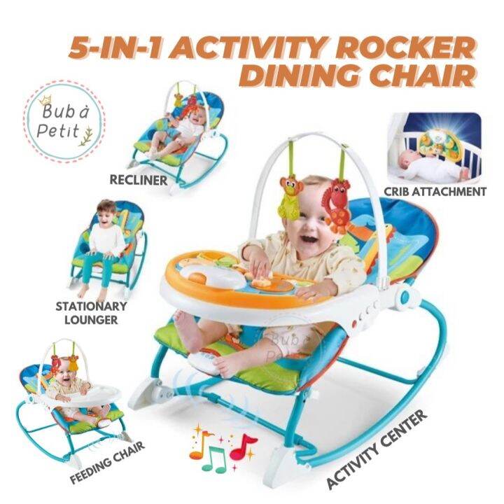 5-in-1 Vibrating Musical Portable Activity Rocker Baby Feeding Rocking ...