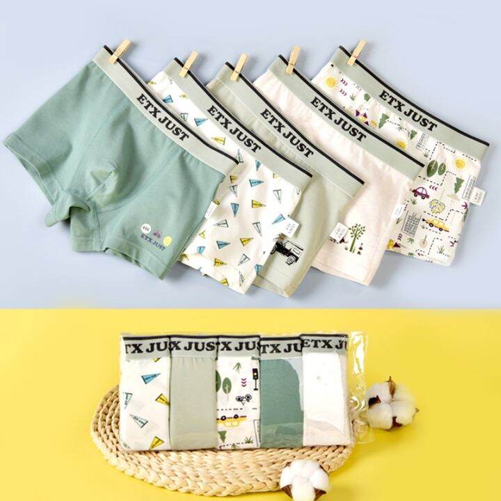 ETX JUST 5PCS กางเกงในชายผ้าฝ้ายกางเกงนักมวยนักเรียนการ์ตูนออกแบบ 4 ...