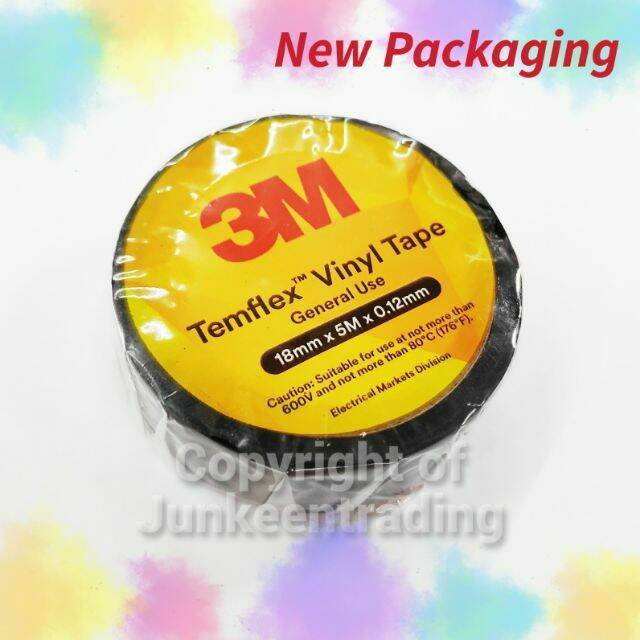 3M Temflex Vinyl Tape (0.12mm*18mm*5m) Electrical Insulation Tape | Lazada