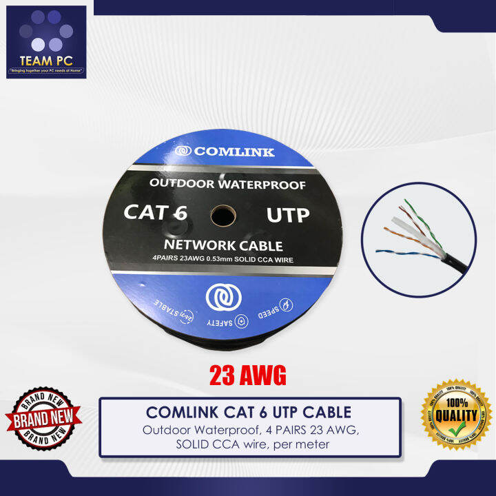 COMLINK CAT 6 UTP CABLE Outdoor Waterproof, 4 PAIRS 23 AWG, SOLID CCA ...