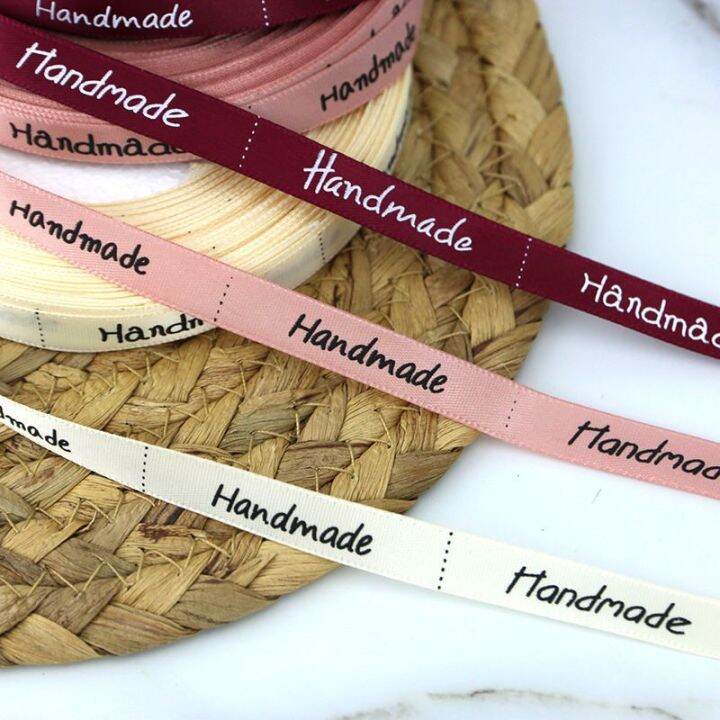 (25 Yards/lot) 10mm White Printed Handmade Ribbon Colored Romantic Gift ...