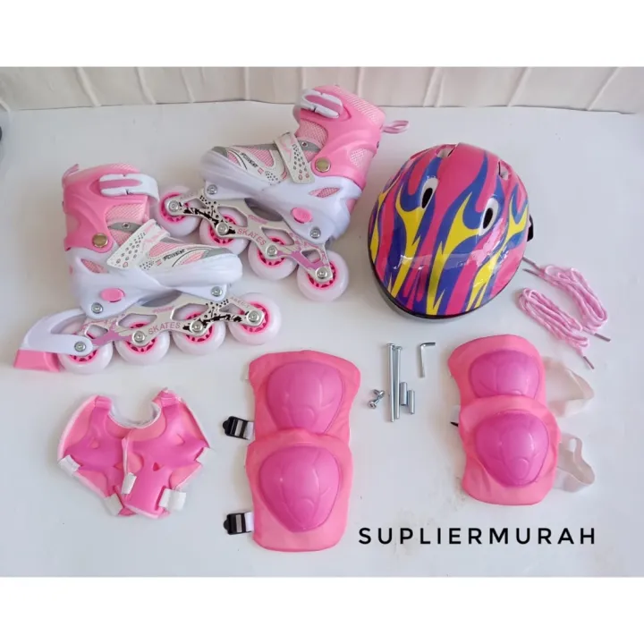 Sepatu roda anak fullset pelindung dan helm / inline skate bisa model ...