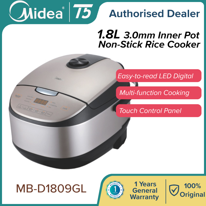 MIDEA 1.8L Removable Inner Lid Rice Cooker 3.0mm inner pot MB-D1809GL ...