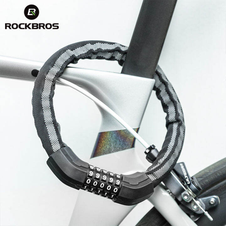 ROCKBROS Bike Lock Reflective Motorcycle Cable Lock Anti-theft Portable ...