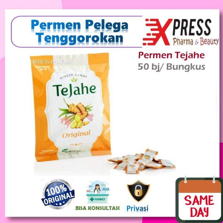 ⚡XPRESS⚡ Permen TeJahe PAK isi 50 Permen Pelega Tenggorokan Rasa Jahe ...