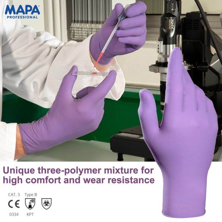 S Mapa 994 ถุงมือไนไตร แบบใช้แล้วทิ้ง (ขนาด: 6 7 8) - 100 ชิ้น / กล่อง ...