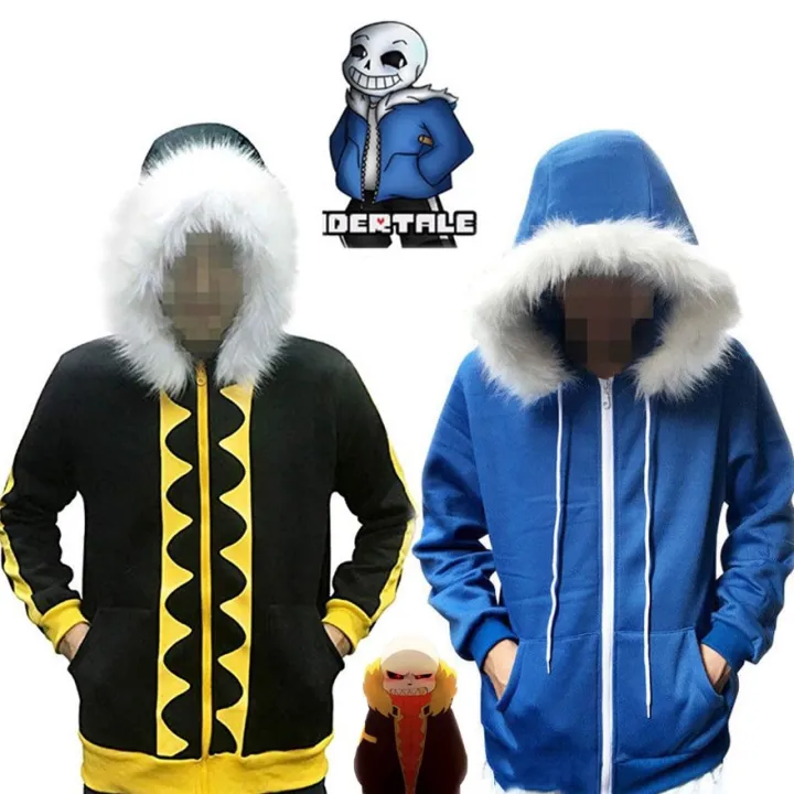 ♗ เสื้อแจ็คเก็ตคอสเพลย์ undertale sans สีดํามีฮู้ดและซิป 2 สไตล์สําหรับ ...