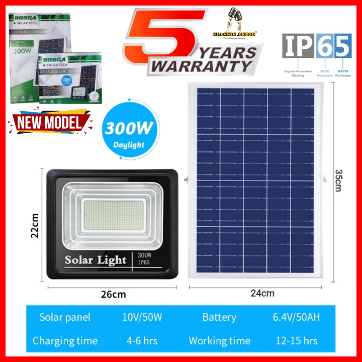 BOSCA 300W Heavy Duty Solar Led Outdoor Flood Light Street Lamp IP65N ...