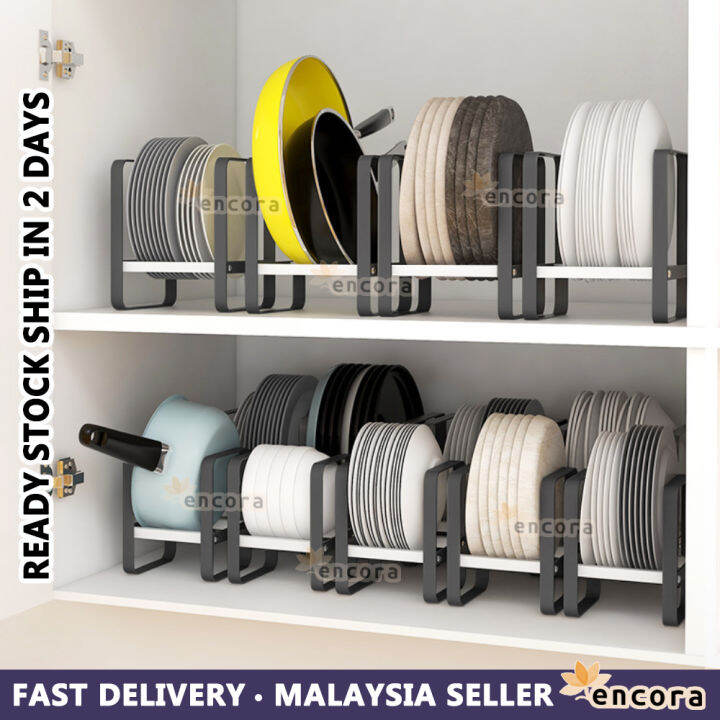 Encora Kitchen Steel Plate and Bowl Organizer Rack Space Saver Dish ...