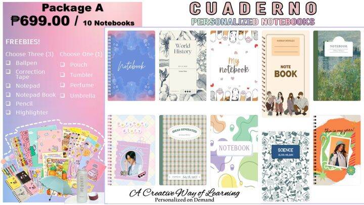 Cuaderno 10 Personalized Notebooks - with freebies | Lazada PH