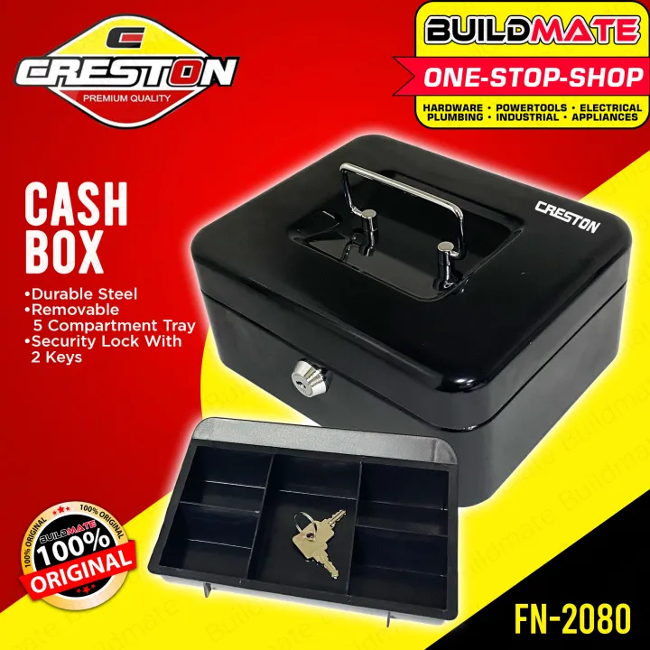 CRESTON Durable Steel Cash Money Coin Box with 2 Keys 8" FM-2080 ...