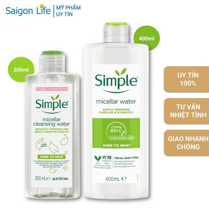 Nước tẩy trang Simple Kind to Skin Micellar Cleansing Water (200ml ...