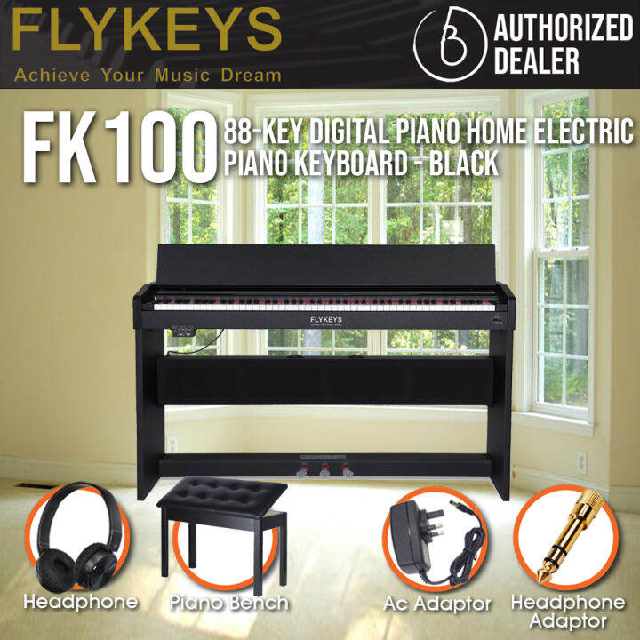 FLYKEYS FK100 88-Key Digital Piano Home Electric Piano Keyboard - Black ...