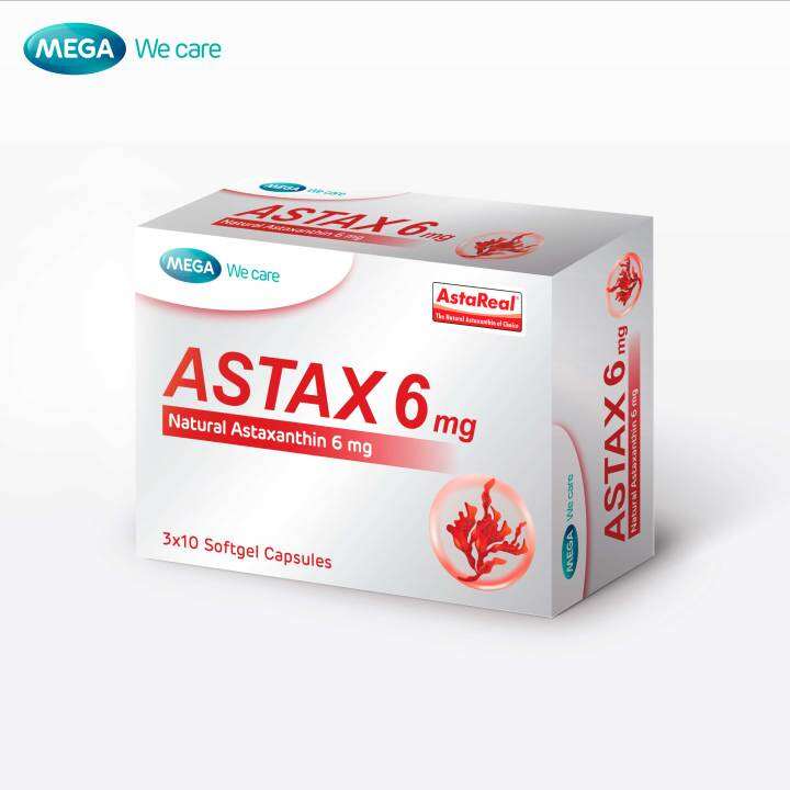MEGA We care เมก้าวีแคร์ ASTAX 6 mg (3x10 softgel Capsules) แอสแทกซ์ ...
