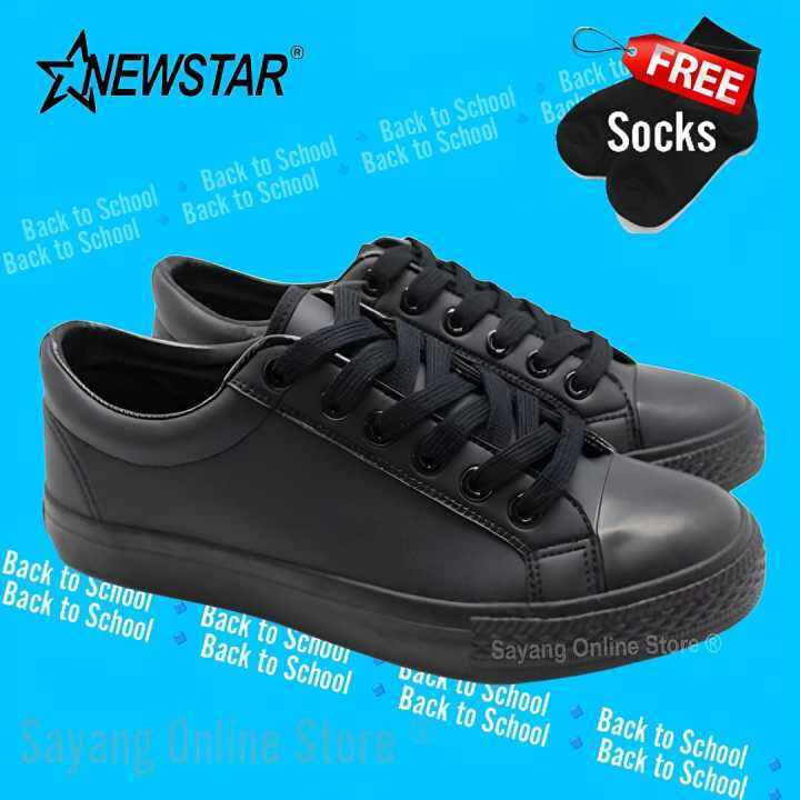 NEWSTAR Lace Up Black School Shoes Kasut Hitam Sekolah Tali M5532B | Lazada