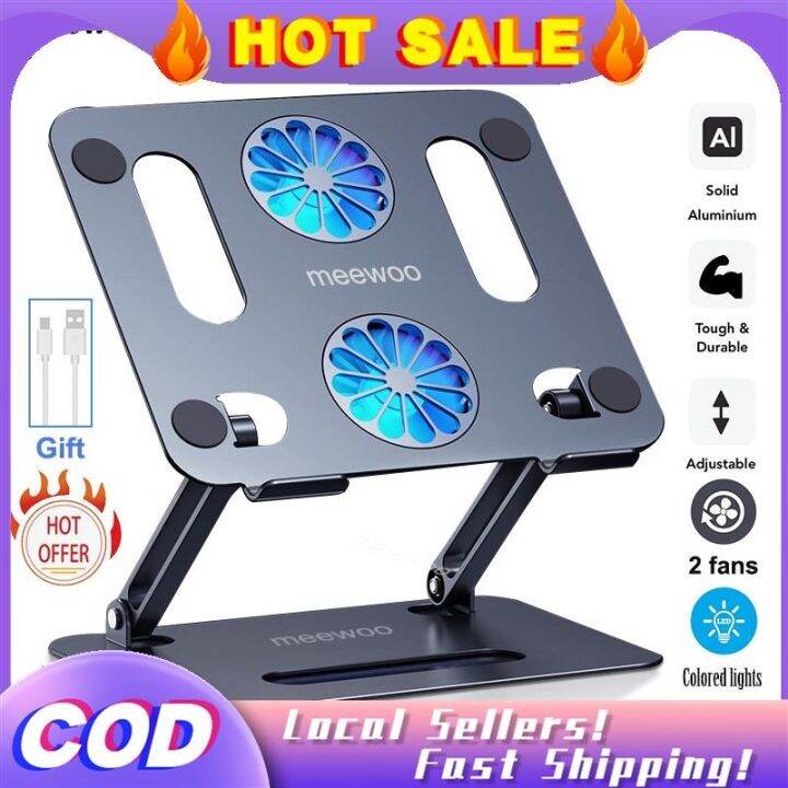 【COD/READY】 Meewoo Laptop Stand With Aluminum Adjustable Holder 10 ...