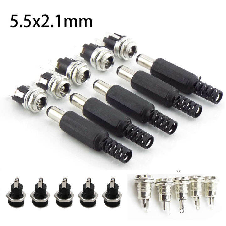 12V 5.5*2.1mm DC Male Plugs DC022 DC 099 Power Socket Female Jack Screw ...