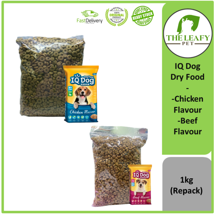IQ Dog Adult Dry Food Chicken Flavour / Beef Flavour - 1kg Repack | Lazada
