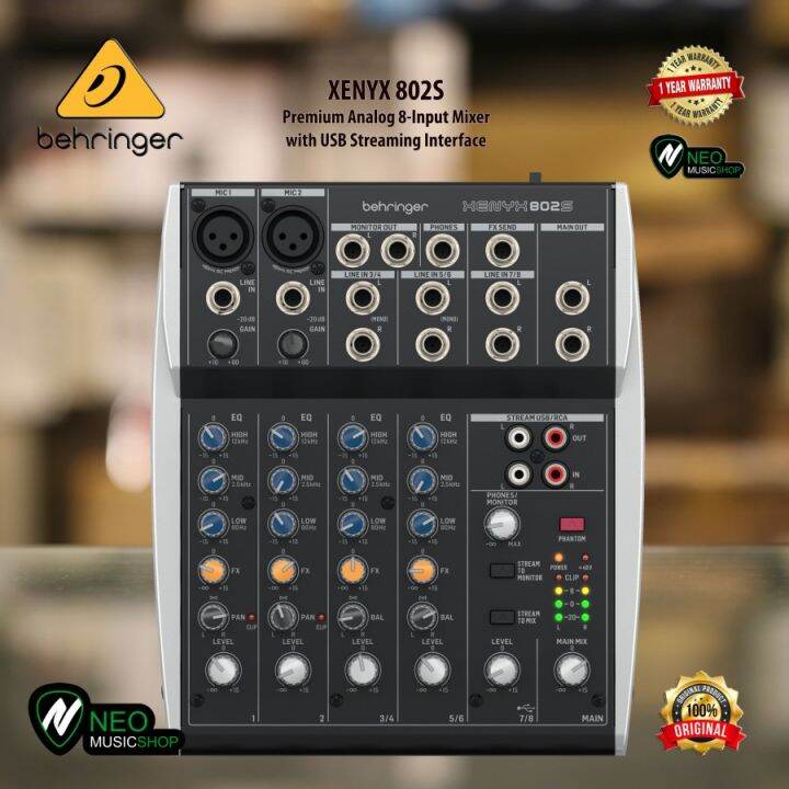 Behringer XENYX 802S Premium Analog 8-Input Mixer with USB Streaming ...