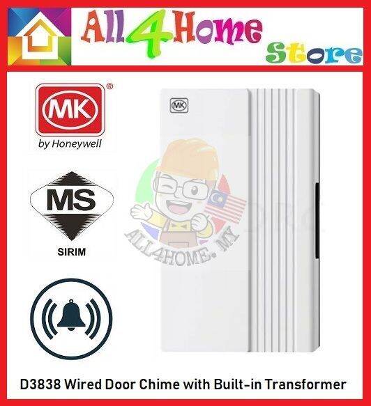 MK D3838 Door Wired Chimes Main Voltage Doorbell White (SIRIM Approved) | Lazada