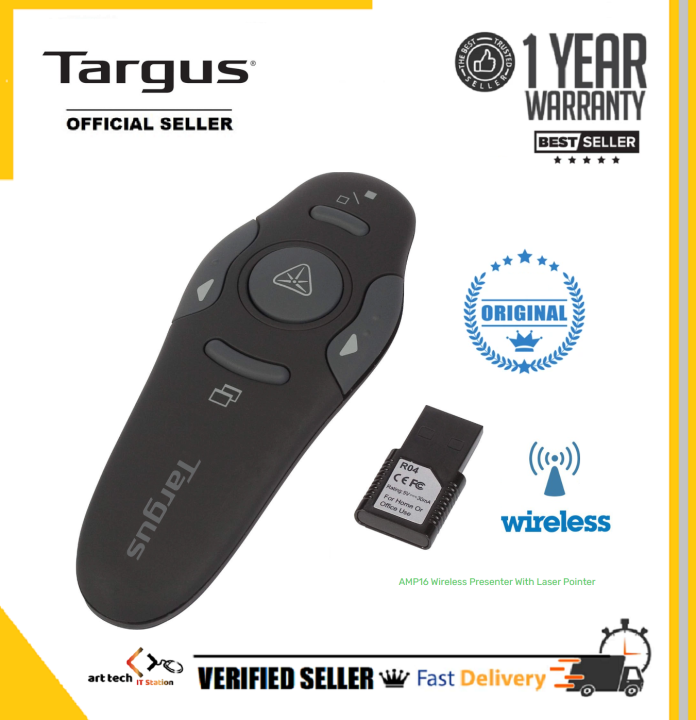 Targus AMP16 Wireless Presenter With Laser Pointer - AMP16AP Long Range ...