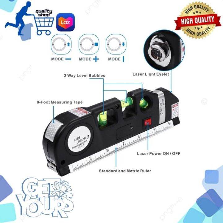 Quality Shop PH| Multipurpose Laser Level Metric Tape Ruler Adjustable Standard Measure Line ...