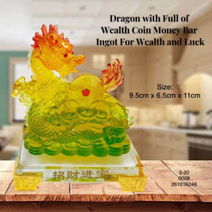2024 Dragon Figurine Display with Full of Wealth Coin Money Bar Ingot ...